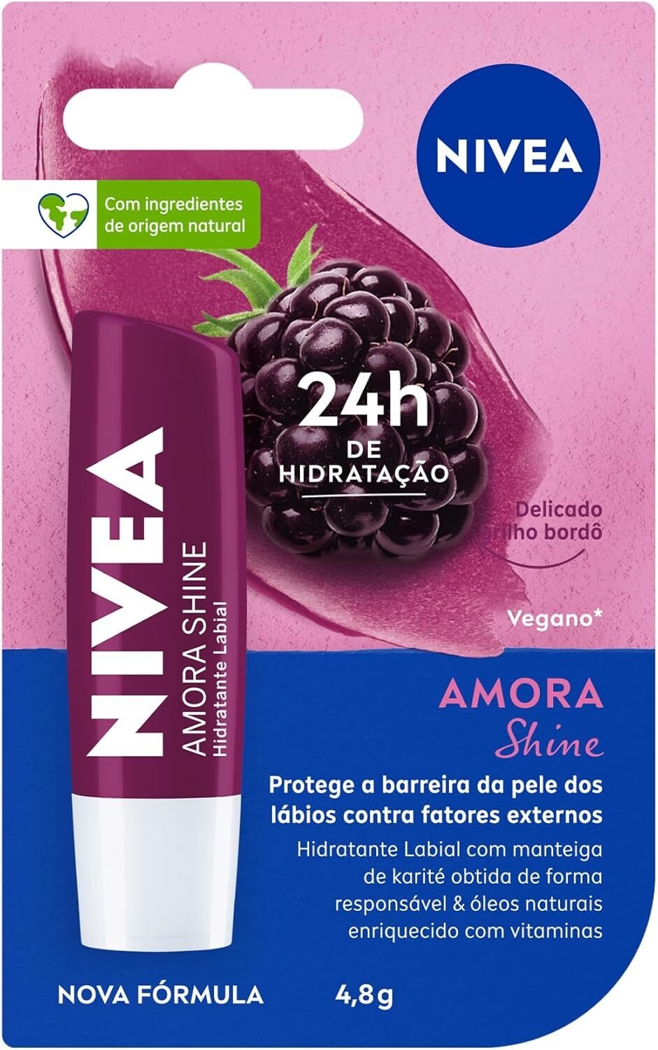 Nivea Amora Shine Hidratante Labial 4,8g | New Big Cosméticos ...