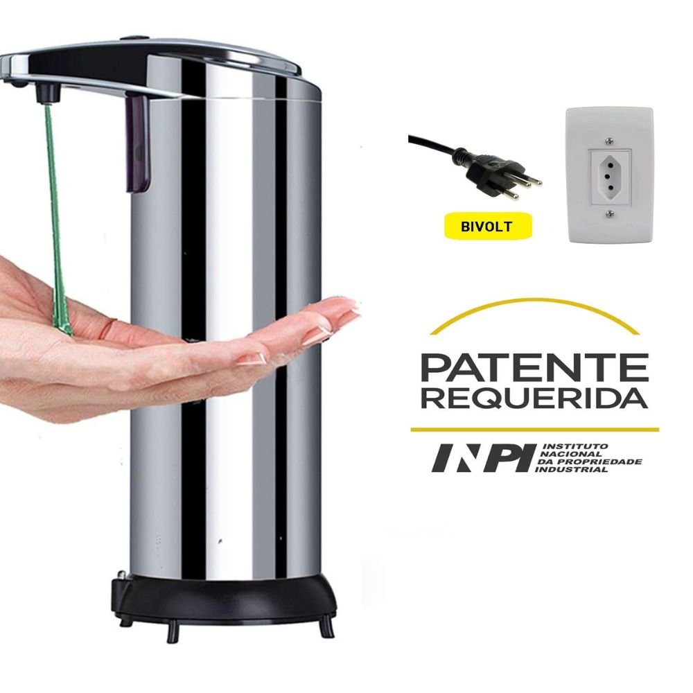 Saboneteira Automática Inox com Sensor para Álcool Gel BIVOLT | PABER ...