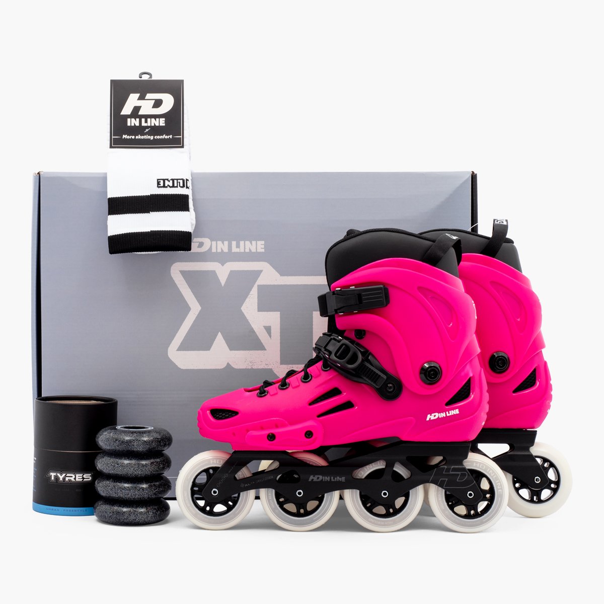 KIT PATINS XT + 4 UN. TYRES LED 80MM + MEIA HIGH PERFORMANCE | HD INLINE