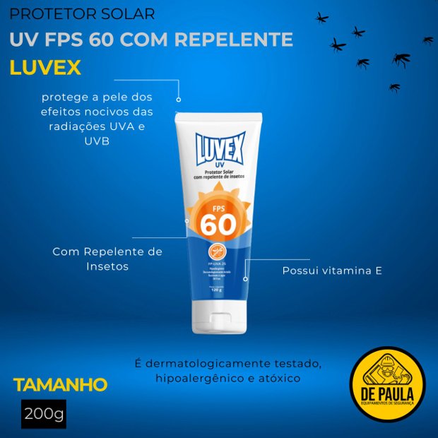Protetor Solar Luvex UV FPS 60 com Repelente 120g | De Paula Epi's