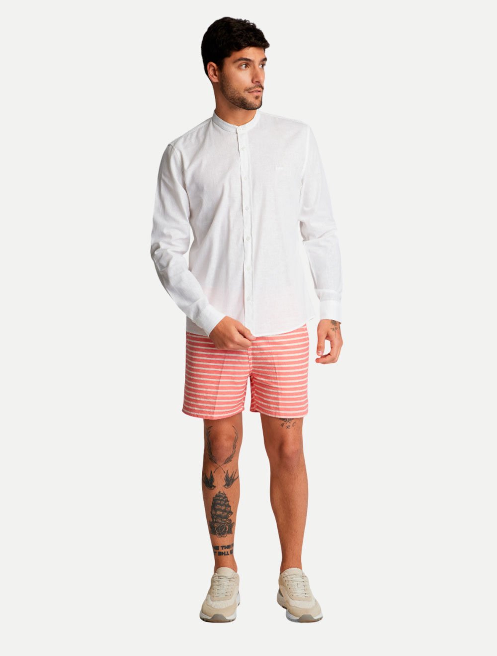 Camisa King & Joe Masculina Regular Gola Padre Linho CS23242 Branca ...