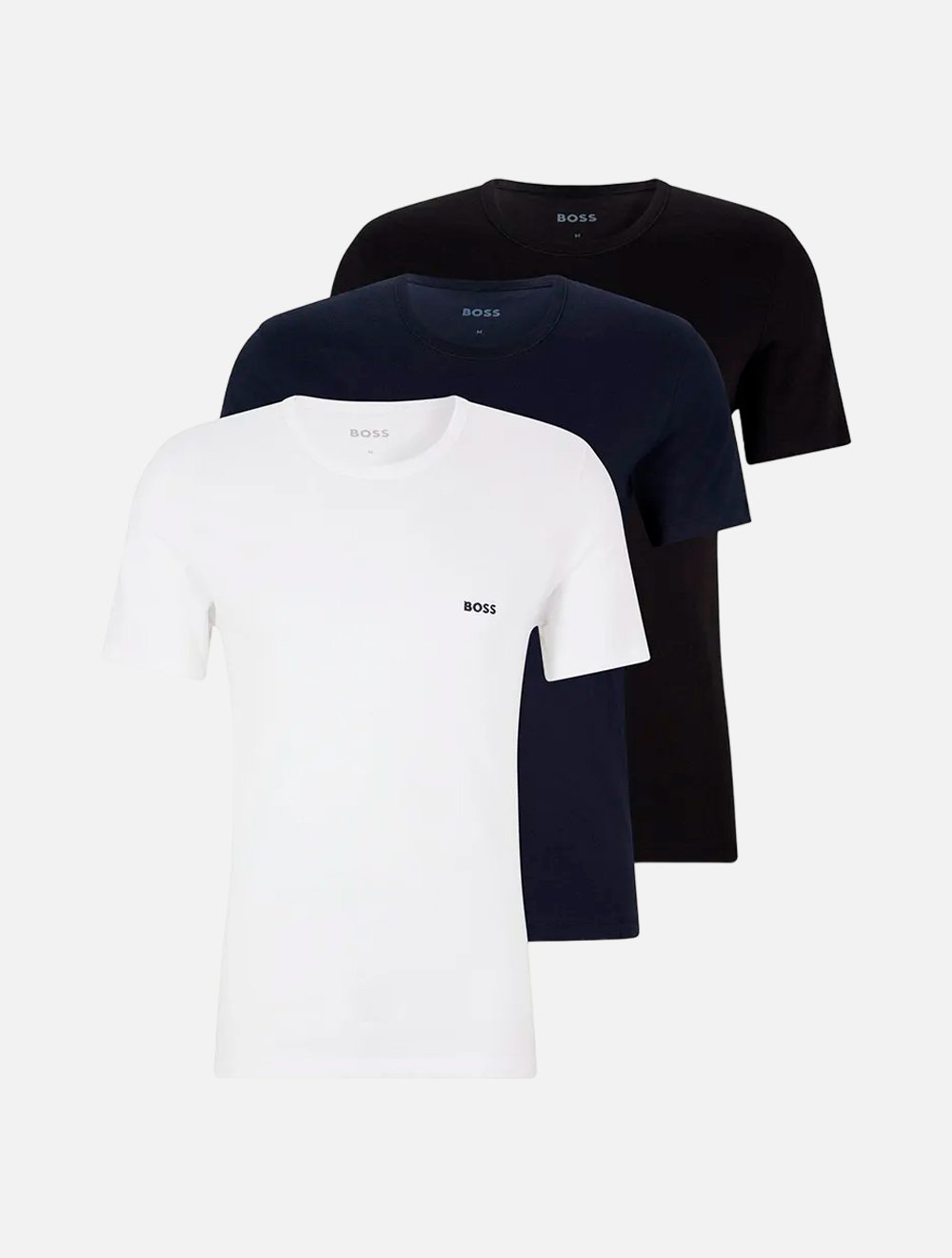 Kit Camisetas Hugo Boss Regular Fit Preta/Azul Marinho/Branca 3UN ...