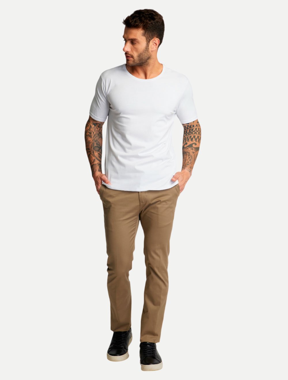 Camiseta King & Joe Pima Flex Regular CA23806 Branca | Adamanto Store