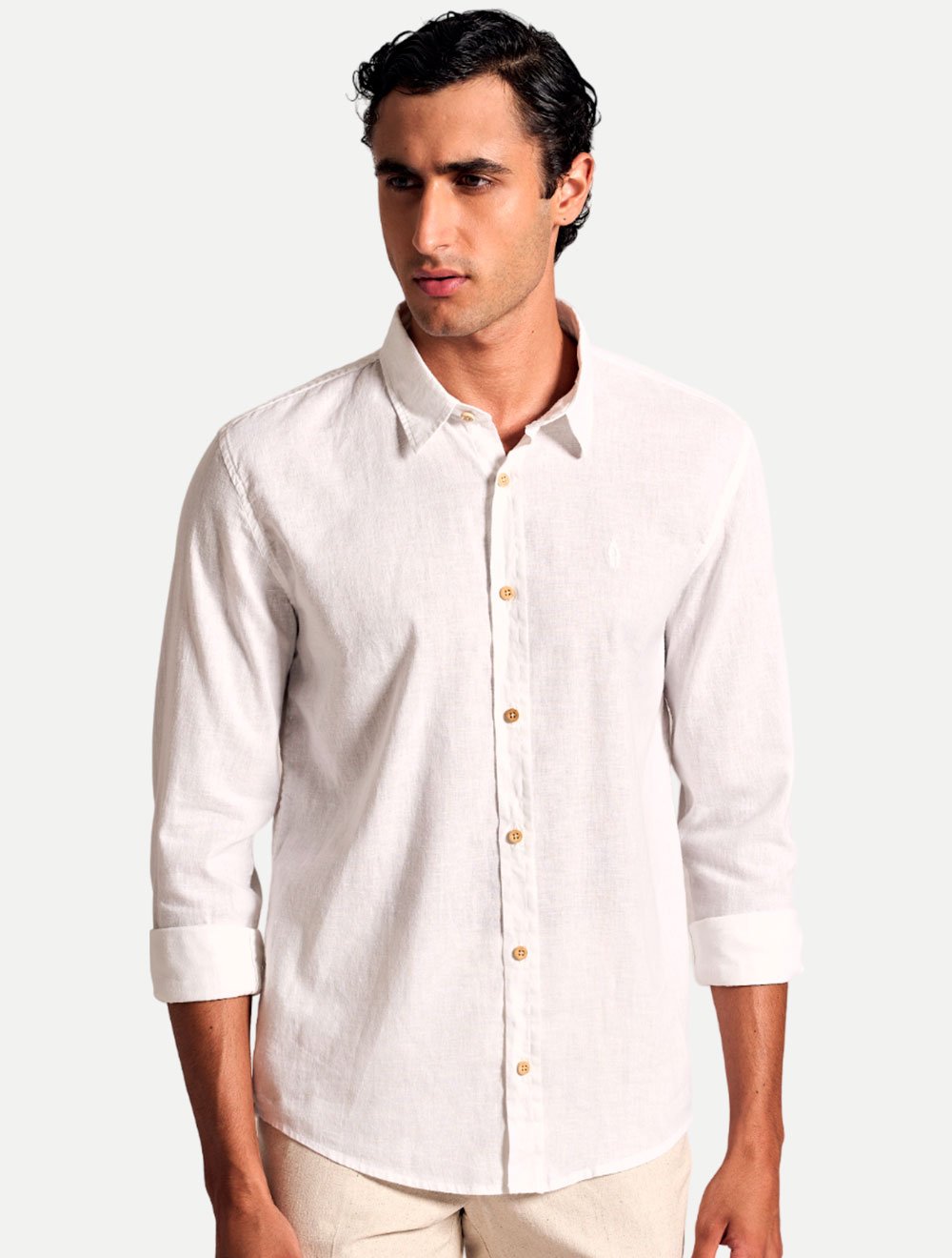 Camisa Ankor Slim Fit ML Linho CS0001 V23 Branca | Adamanto Store