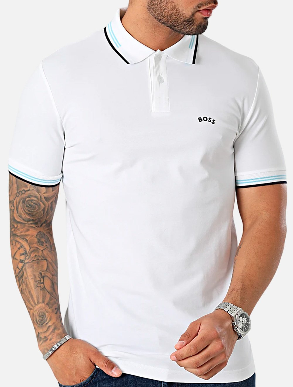 Polo Hugo Boss Slim Fit Paul Curved Branco | Adamanto Store