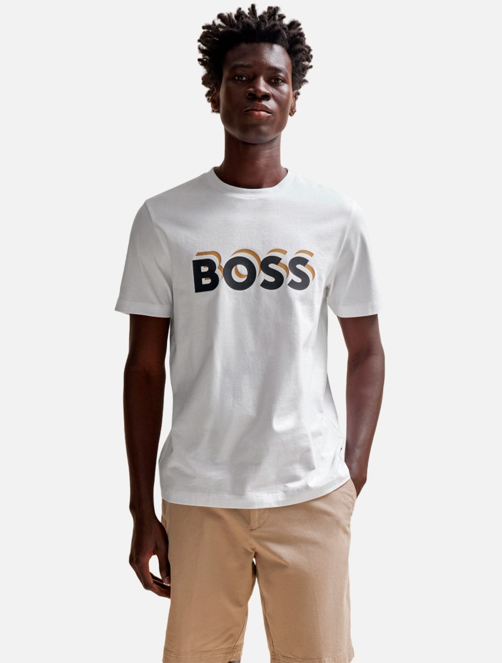Camiseta Hugo Boss Masculina Regular Tiburt 427 Branca | Adamanto Store