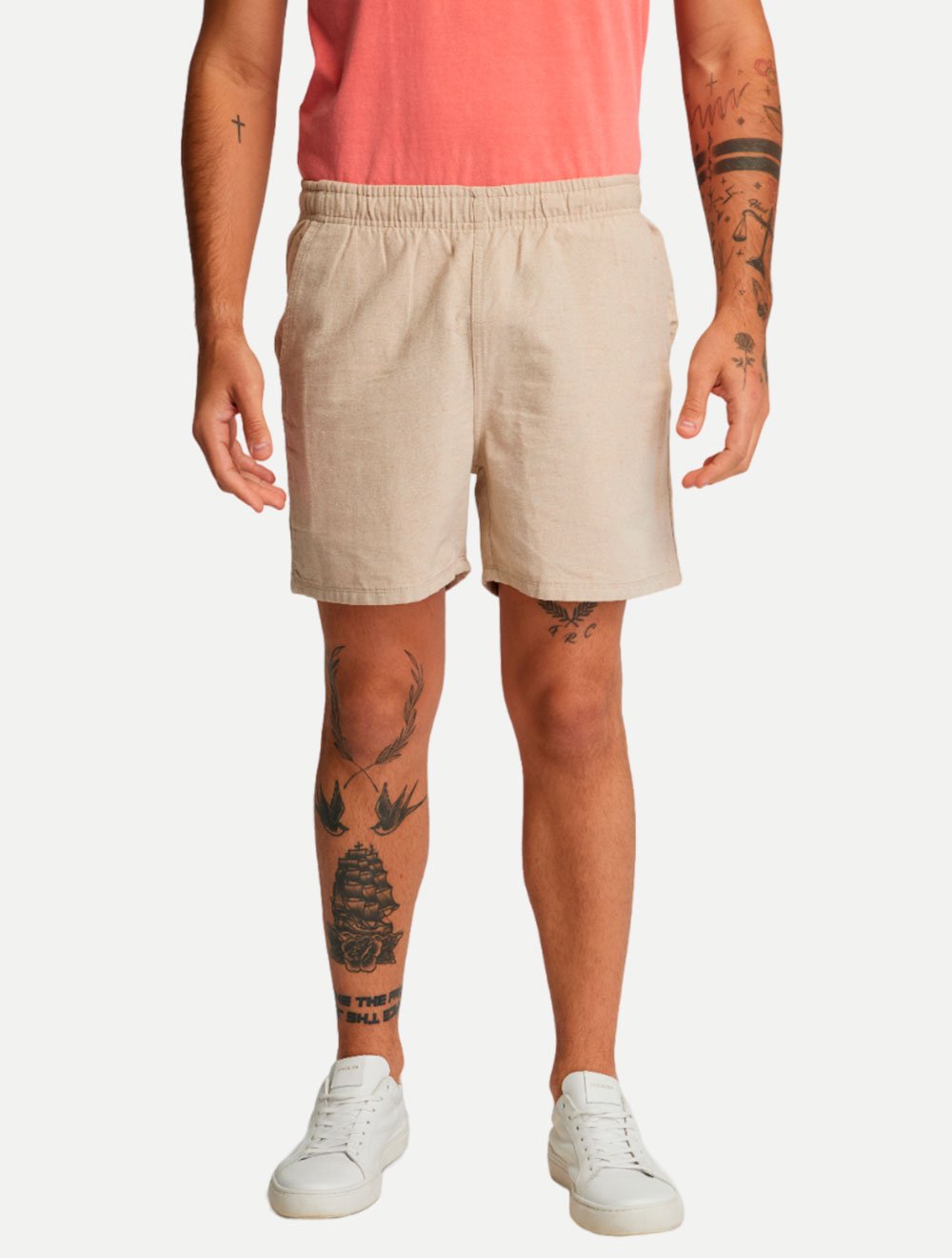 Short King & Joe Masculino Regular Linho SH00101 Natural | Adamanto Store
