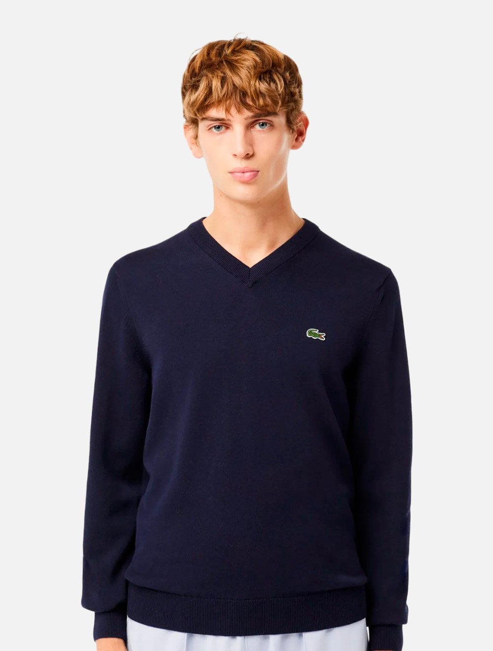 Suéter Lacoste Gola V Regular AH1951 Azul Marinho | Adamanto Store