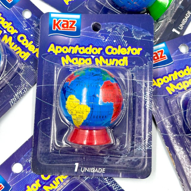 Apontador Coletor Mapa Mundi KAZ - BLISTER | Atacado Papelândia
