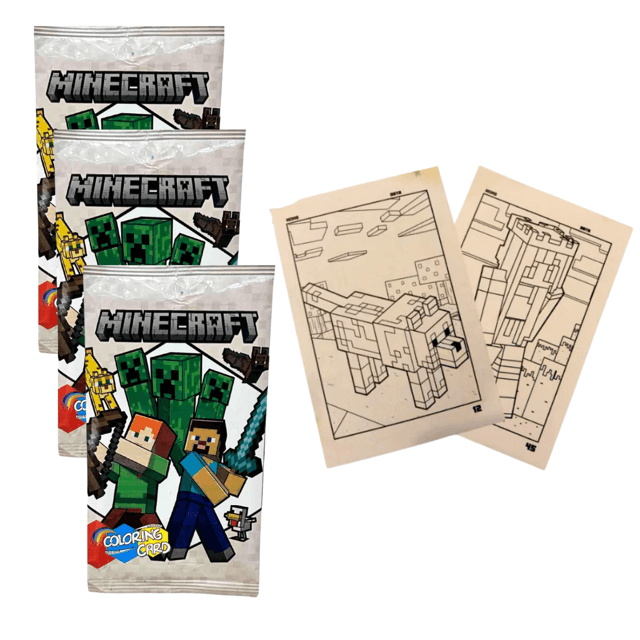 Card Surpresa para Colorir Minecraft 4 Und - 1 PACOTE | Atacado Papelândia