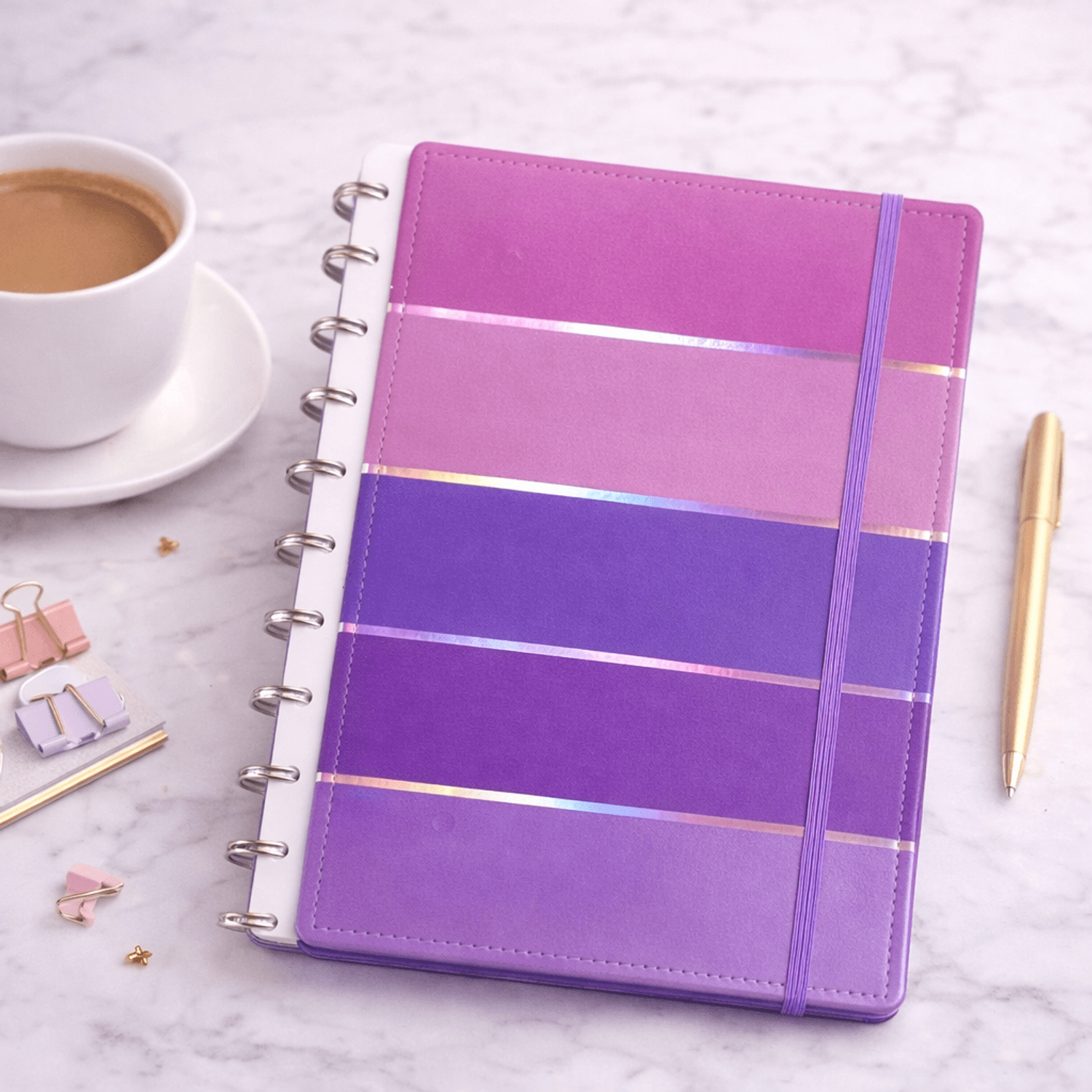 Caderno de Disco A4 PANTONE Rosa Lilás 29,5x21,5cm 11 Discos 80 Fls ...