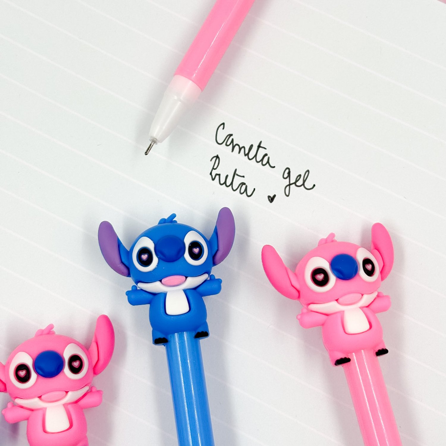 Caneta Fofa Stitch e Angel Happy - Pacote 6 Und | Atacado Papelândia