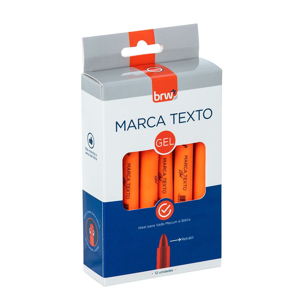 Marca Texto Fluorescente em Gel LARANJA BRW - CX 12 UND | Atacado Papelândia