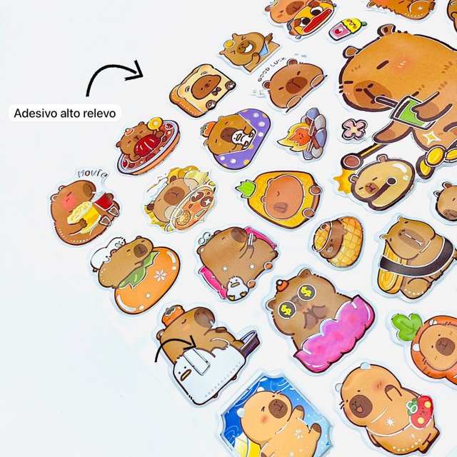 Cartela de Adesivos 3D EXTRA G Capivara | Atacado Papelândia