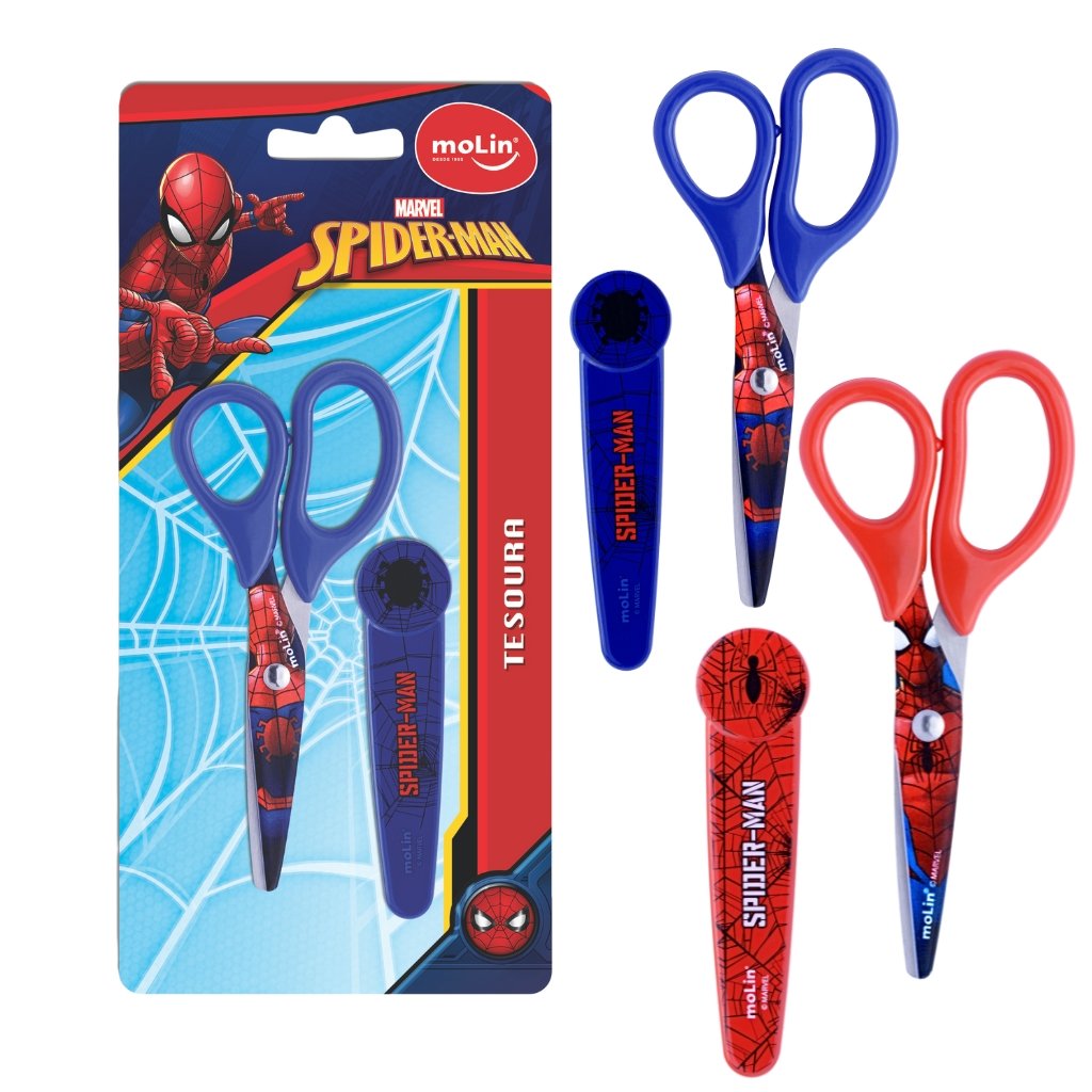 Tesoura Homem Aranha 13 Cm MOLIN - BLISTER | Atacado Papelândia