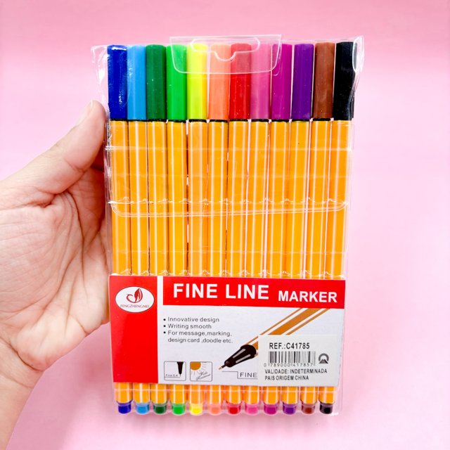 Caneta Fine Line Marker Kit 12 Und - 10 Kits | Atacado Papelândia