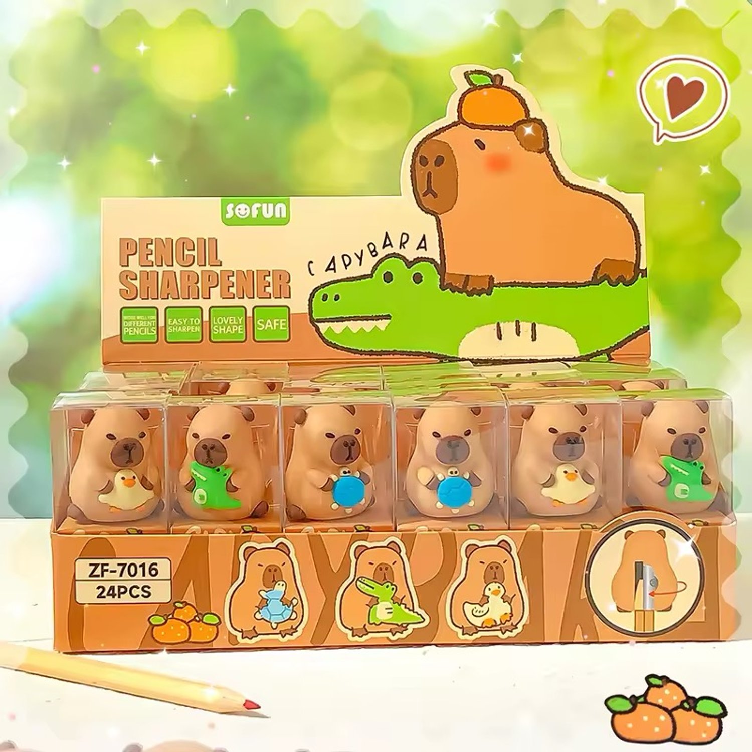 Apontador Emborrachado Capivara Friend - Cx 24 UND | Atacado Papelândia