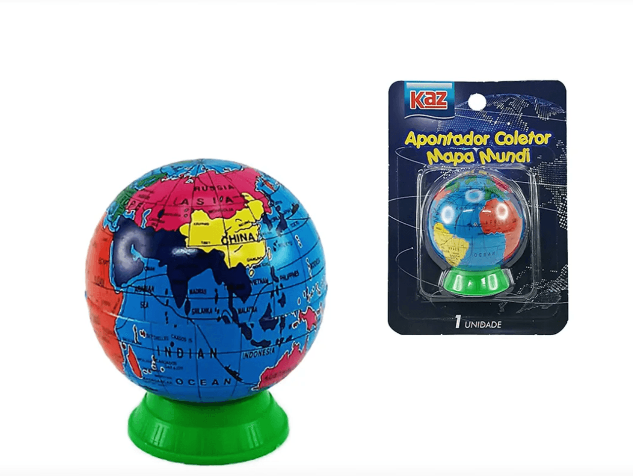 Apontador Coletor Mapa Mundi KAZ - BLISTER | Atacado Papelândia