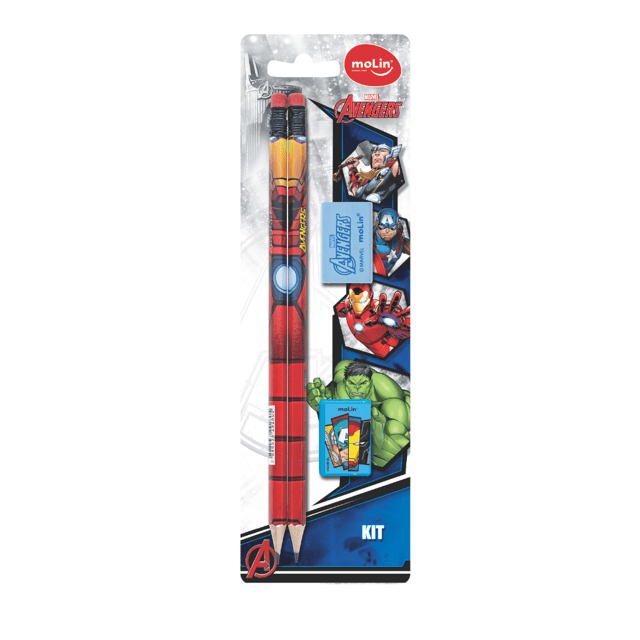 Kit Escolar Avengers 4 Peças MOLIN - BLISTER | Atacado Papelândia