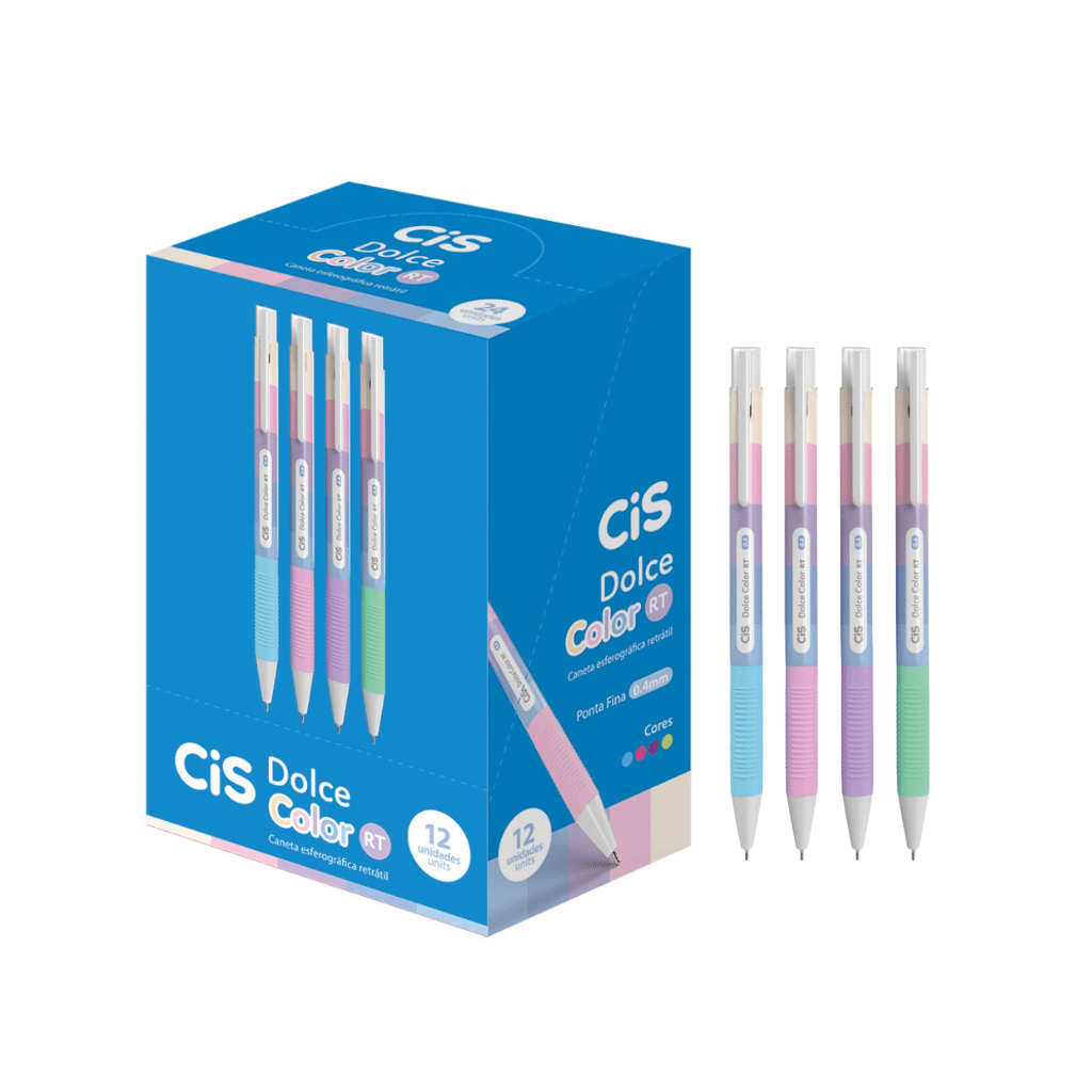 Caneta Esferográfica CIS Dolce Color Retrátil - CIS - CX 24 UND ...