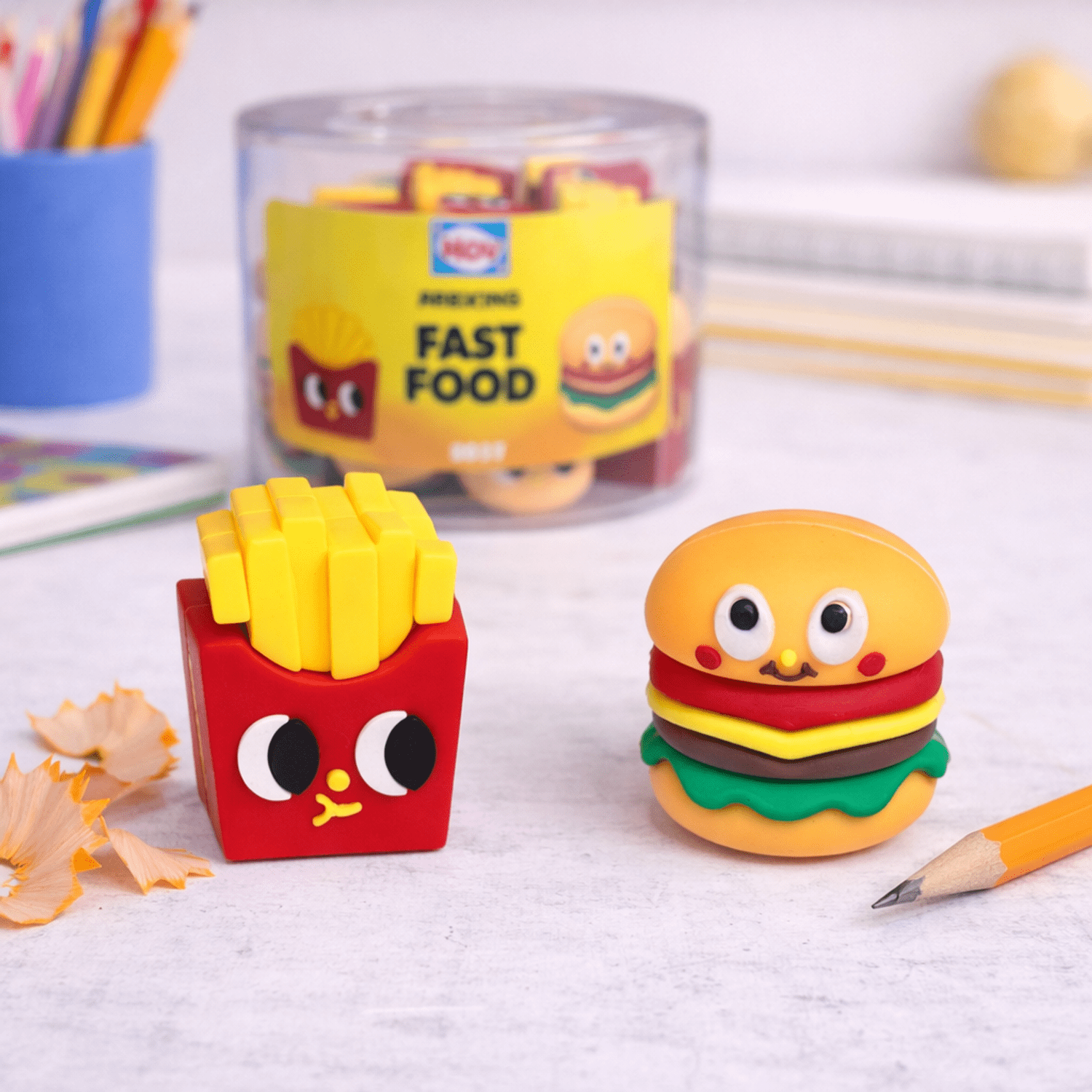 Apontador Emborrachado Fast Food - KAZ - POTE 12 UND | Atacado Papelândia