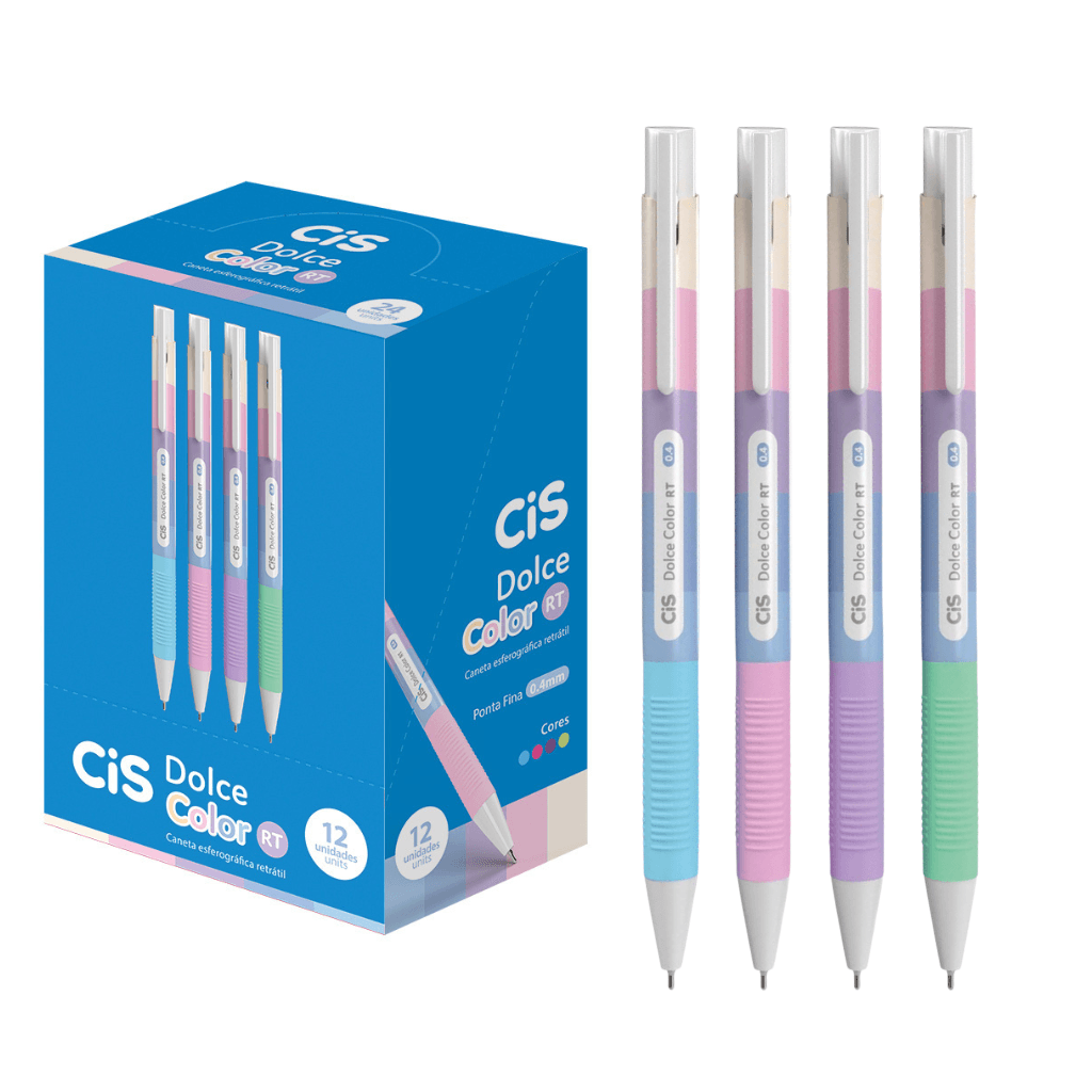 Caneta Esferográfica CIS Dolce Color Retrátil - UND | Atacado Papelândia