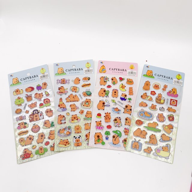 Cartela de Adesivos 3D Capivara Cute - UND | Atacado Papelândia