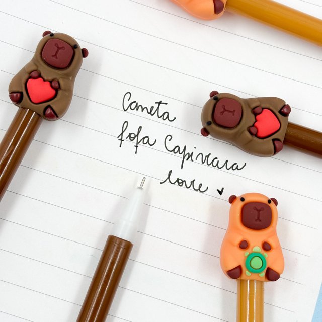Caneta Fofa CAPIVARA Love - PACOTE 6 UND | Atacado Papelândia