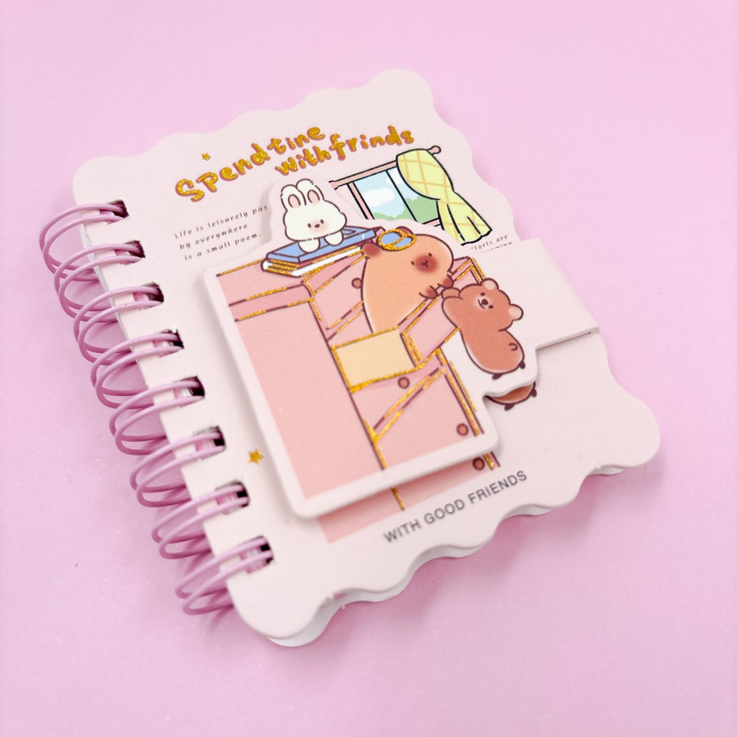 Mini Caderno Aramado Folhas Decoradas Capivara Friends PP | Atacado ...