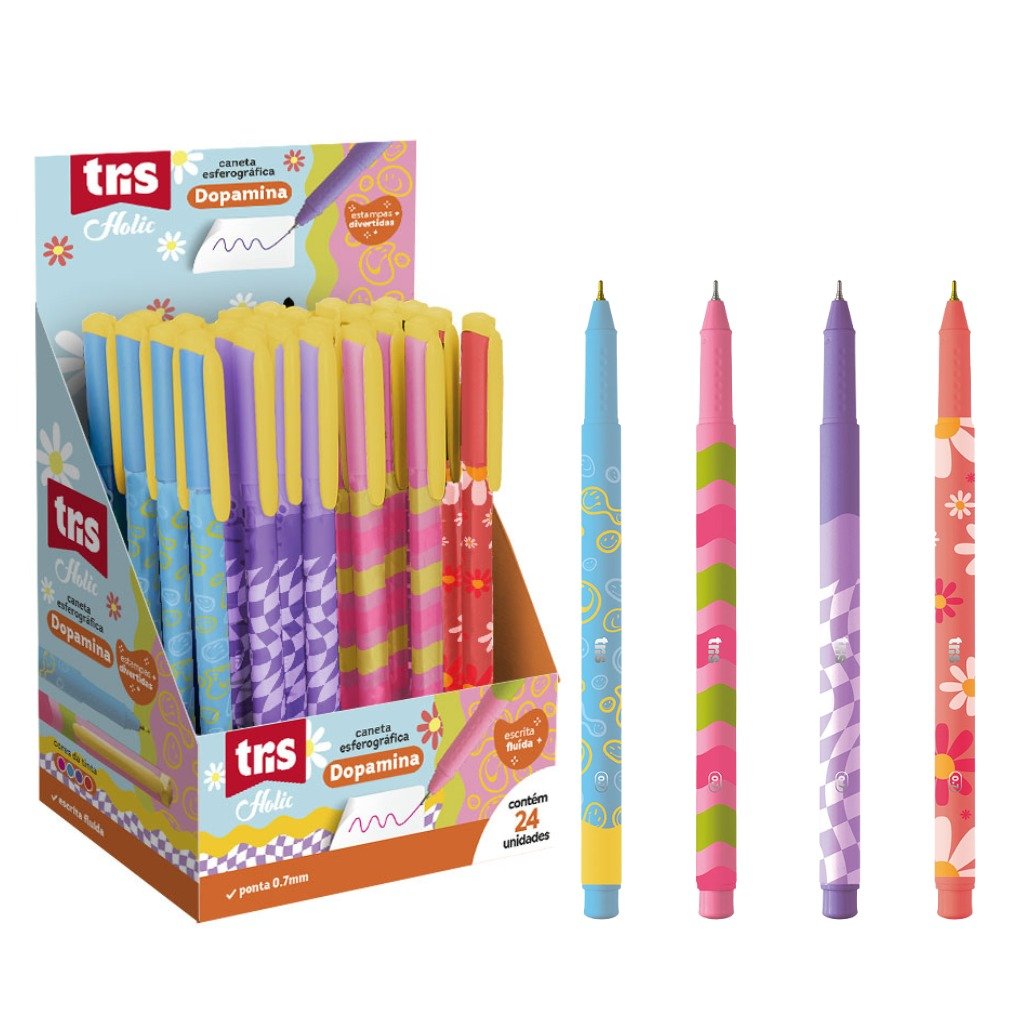 Caneta Esferográfica 0.7mm Holic Dopamina TRIS | Atacado Papelândia
