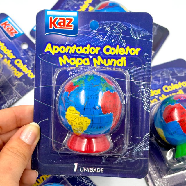 Apontador Coletor Mapa Mundi KAZ - BLISTER | Atacado Papelândia