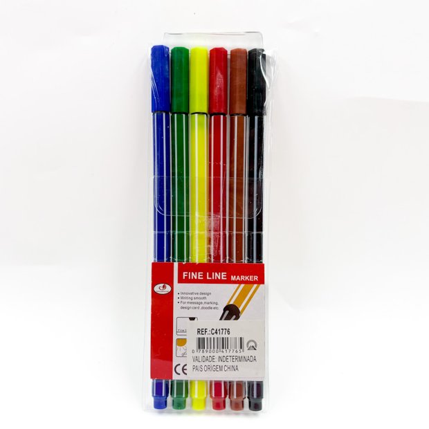 Caneta Fine Line Color 6 Cores - BLISTER | Atacado Papelândia