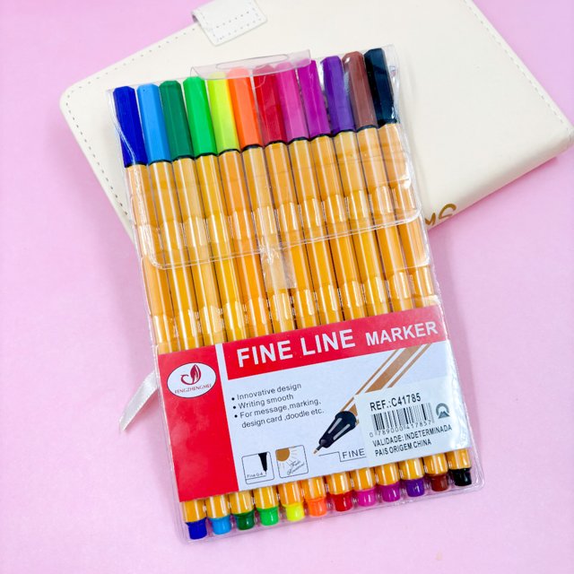 Caneta Fine Line Marker Kit 12 Und - 10 Kits | Atacado Papelândia