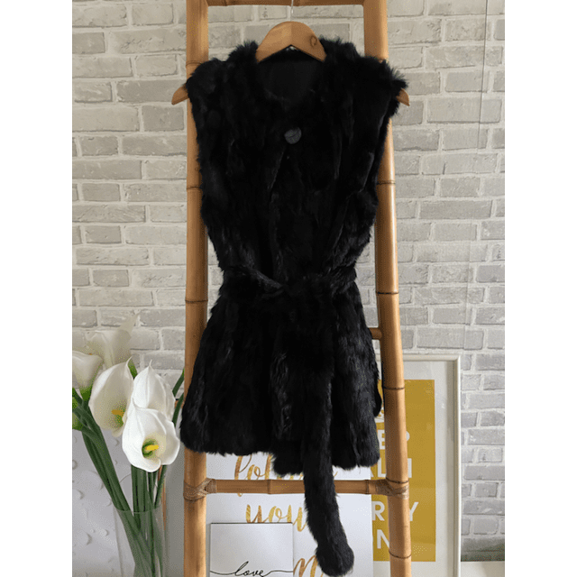 Colete pele de coelho tam único | Oiqchic