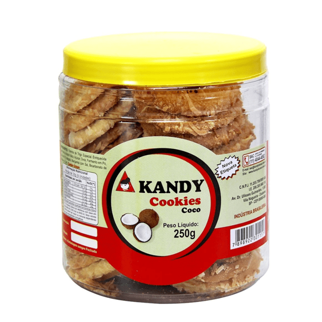 Biscoito Cookies Sabor Coco Kandy 250g - Sabor Tropical | Empório Yo