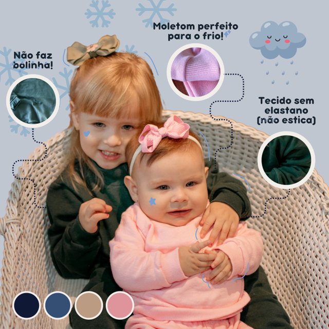 Conjunto de Moletom Infantil - 0 à 4 anos | Loja Mali Arte