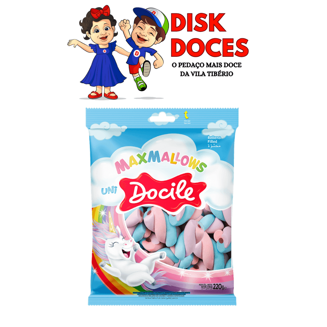 MARSHMALLOW DOCILE RECHEADO UNICÓRNIO 220G | Disk doces