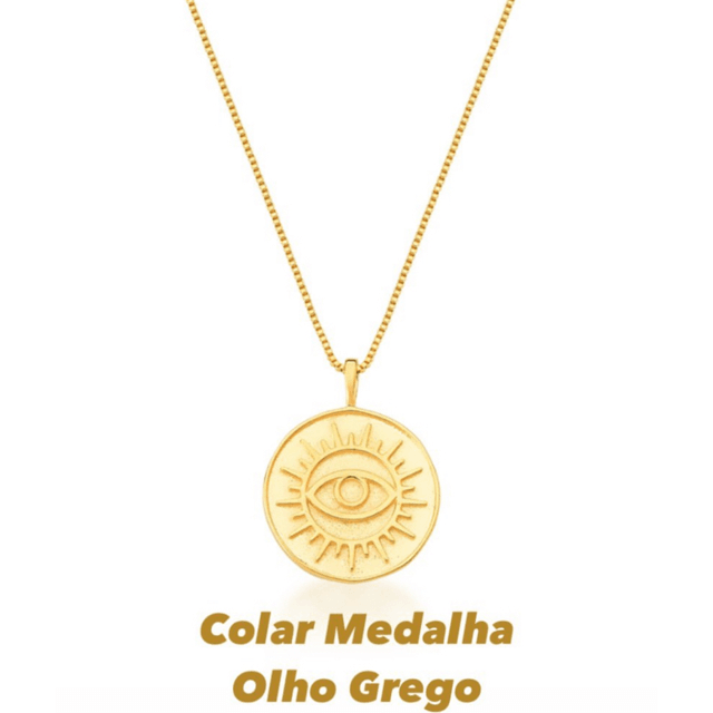 Colar Medalha Olho Grego Lisa | Luana Montargil