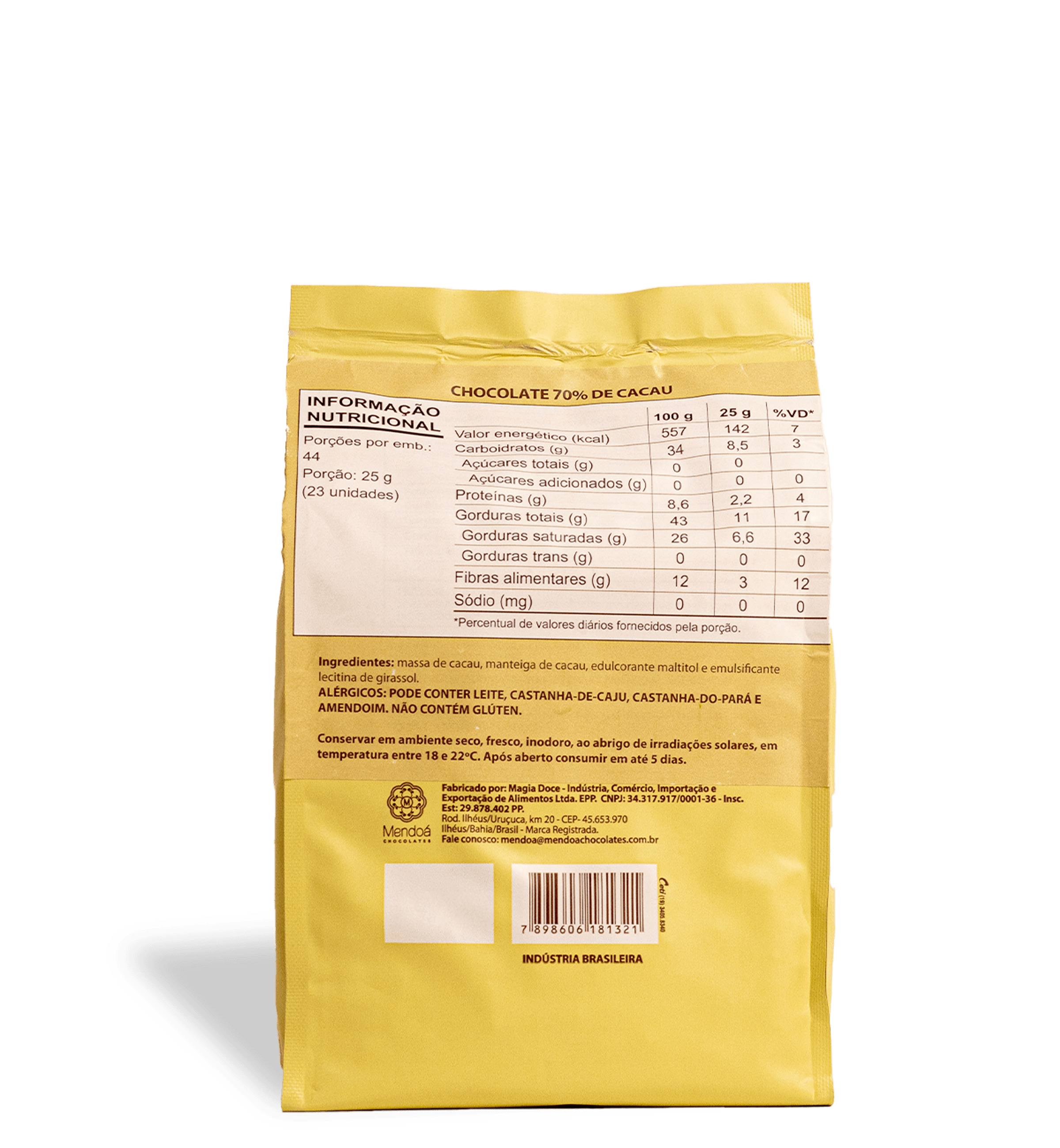 Gotas de Chocolate 70% de Cacau Zero Açúcar - sem leite - 2,5 Kg ...
