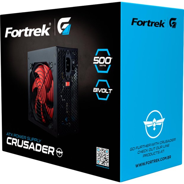 Fonte 500w Fortrek Crusader Atx Bivolt 76955 Itx Gamer