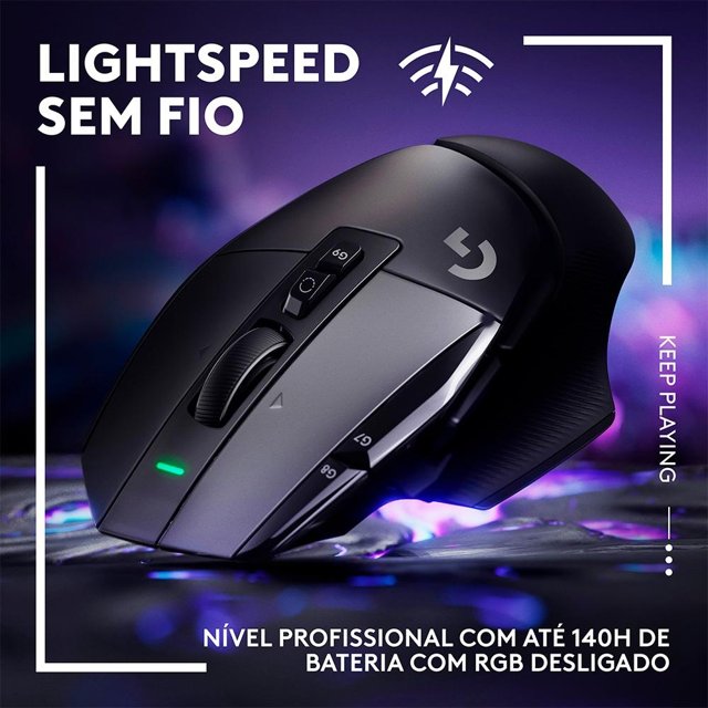 Mouse Gamer Sem Fio Logitech G502 X Lightspeed Sensor Hero 25k Rgb
