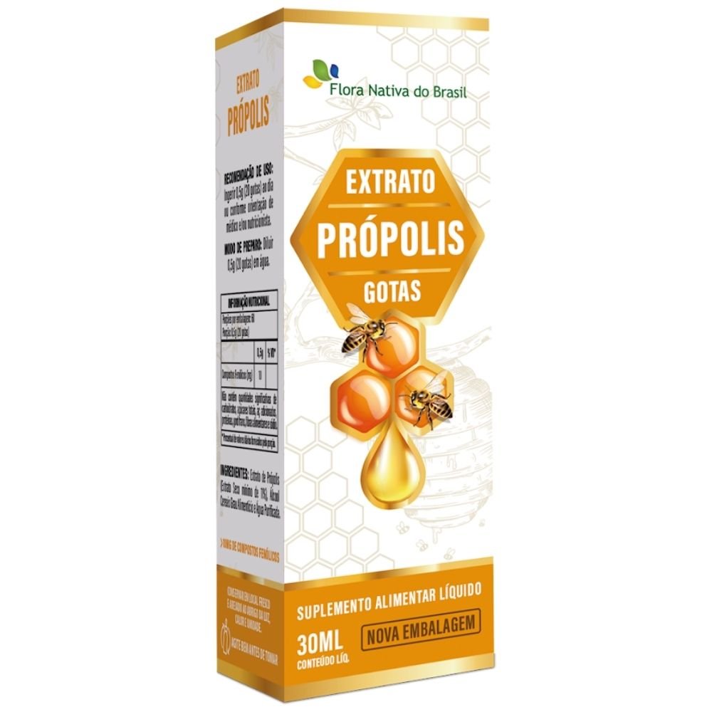 Extrato de Própolis em gotas 30ml - Flora Nativa | Natural Distribuidora
