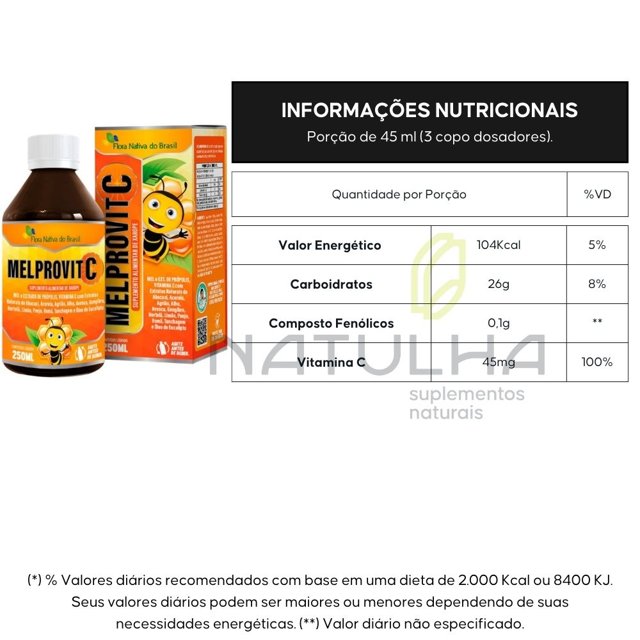 Xarope MELPROVIT C 250ml - Flora Nativa no ATACADO | Natural Distribuidora