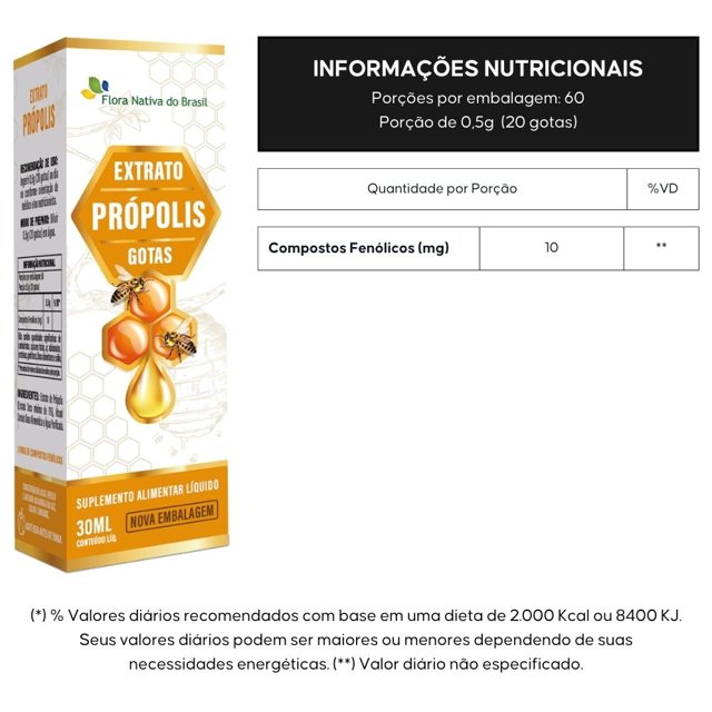 Extrato de Própolis em gotas 30ml - Flora Nativa | Natural Distribuidora
