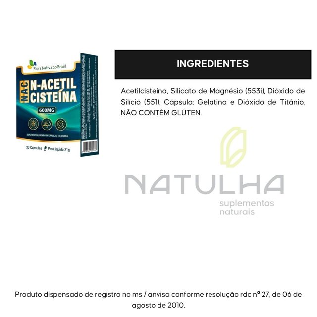 NAC (Acetilcisteina) 30 cápsulas - Flora Nativa no ATACADO | Natural ... NAC (Acetilcisteina) 30 cápsulas - Flora Nativa no ATACADO | Natural ...