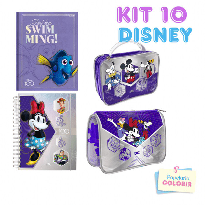 KIT 10 DISNEY 100 ANOS (4 ITENS) - DAC | Papelaria Colorir