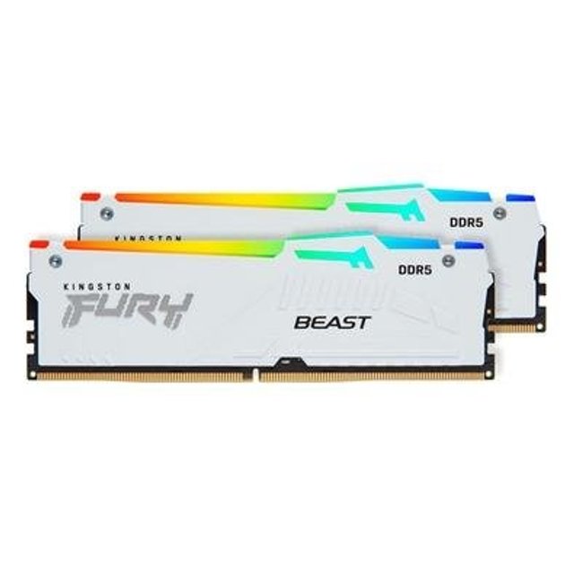 Memória RAM DDR5 32GB (2X16GB), 6000MT/s, Kingston Fury Beast Expo, RGB, CL30, Branco ...