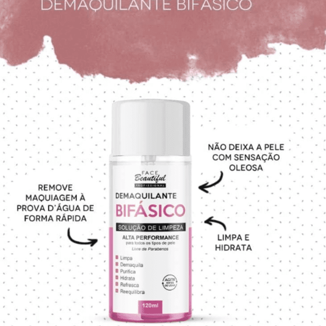 Demaquilante Bifásico Face Beautiful 120ml | SuperGloss