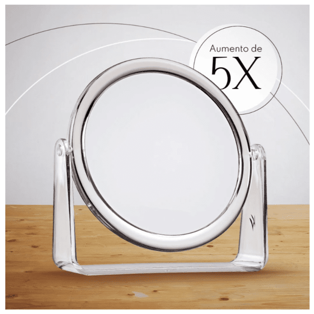 Espelho de Mesa Aumento 5x Giratório 360° BM-2968 Klass Vough | SuperGloss