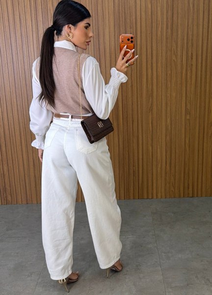 Conjunto Camisa+Colete Livia - Nude | Guria Store
